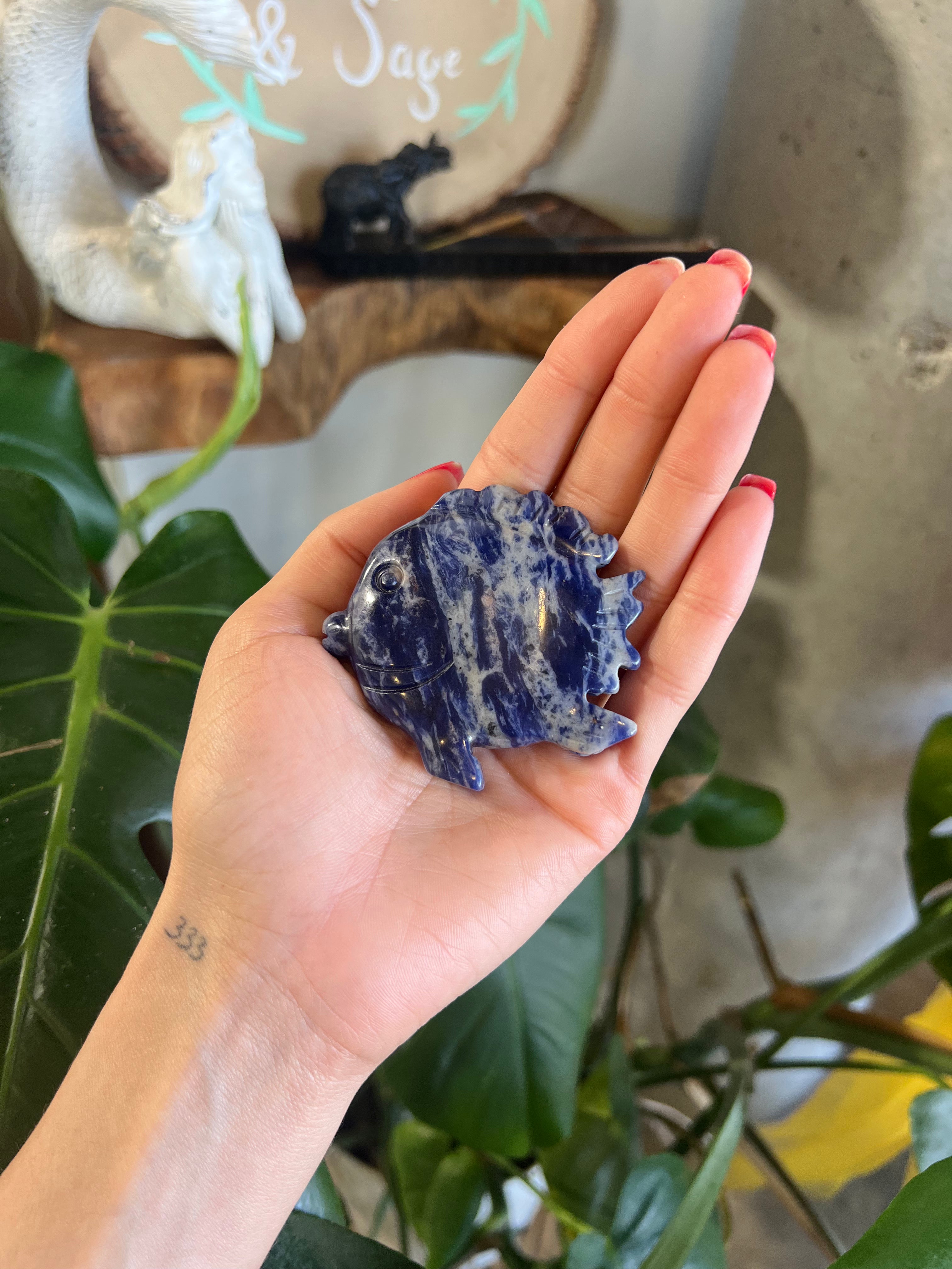 Sodalite Fish Crystal Carving – Moonlight And Sage Shop