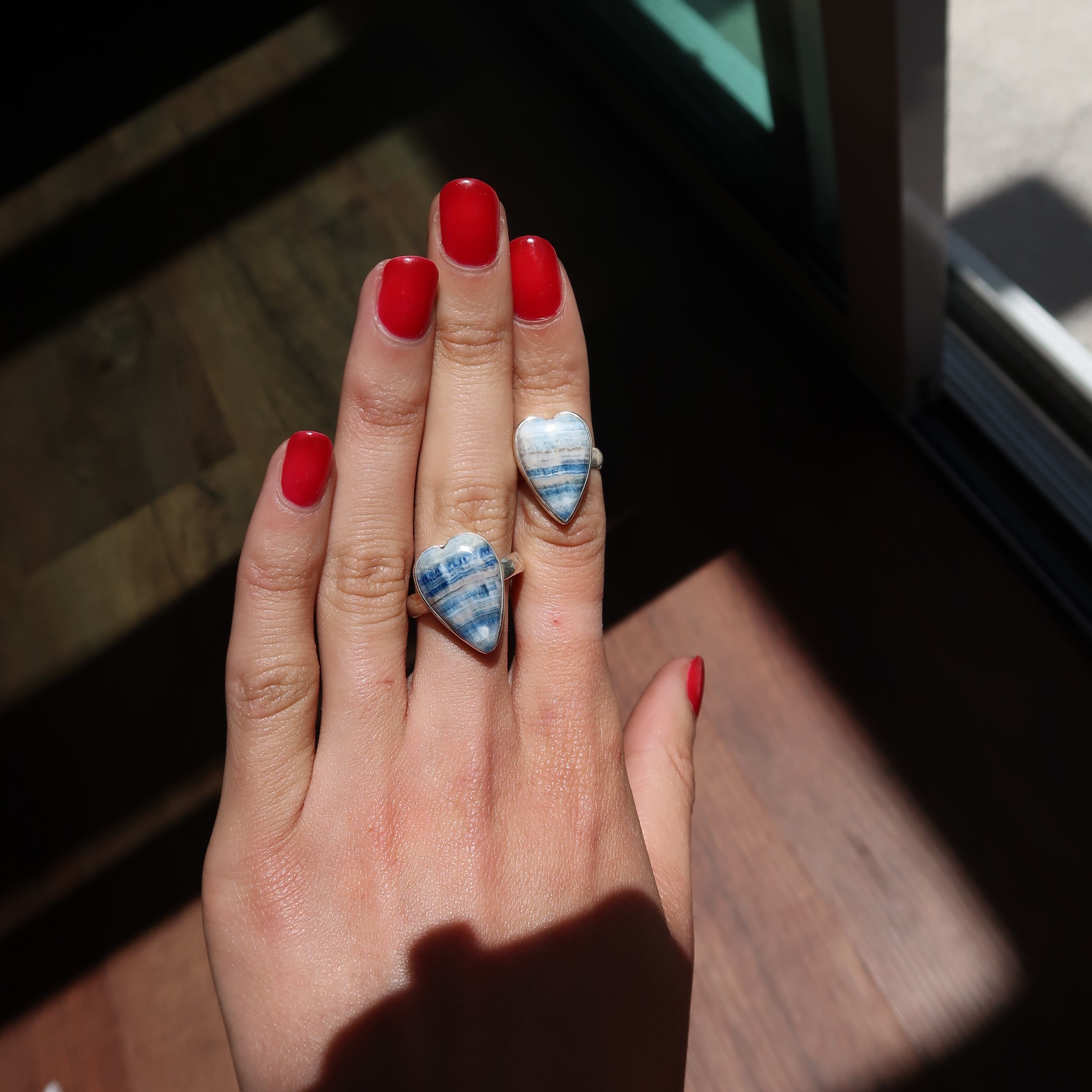 Blue Scheelite Silver and Platinum Heart Ring From Turkey – Moonlight ...