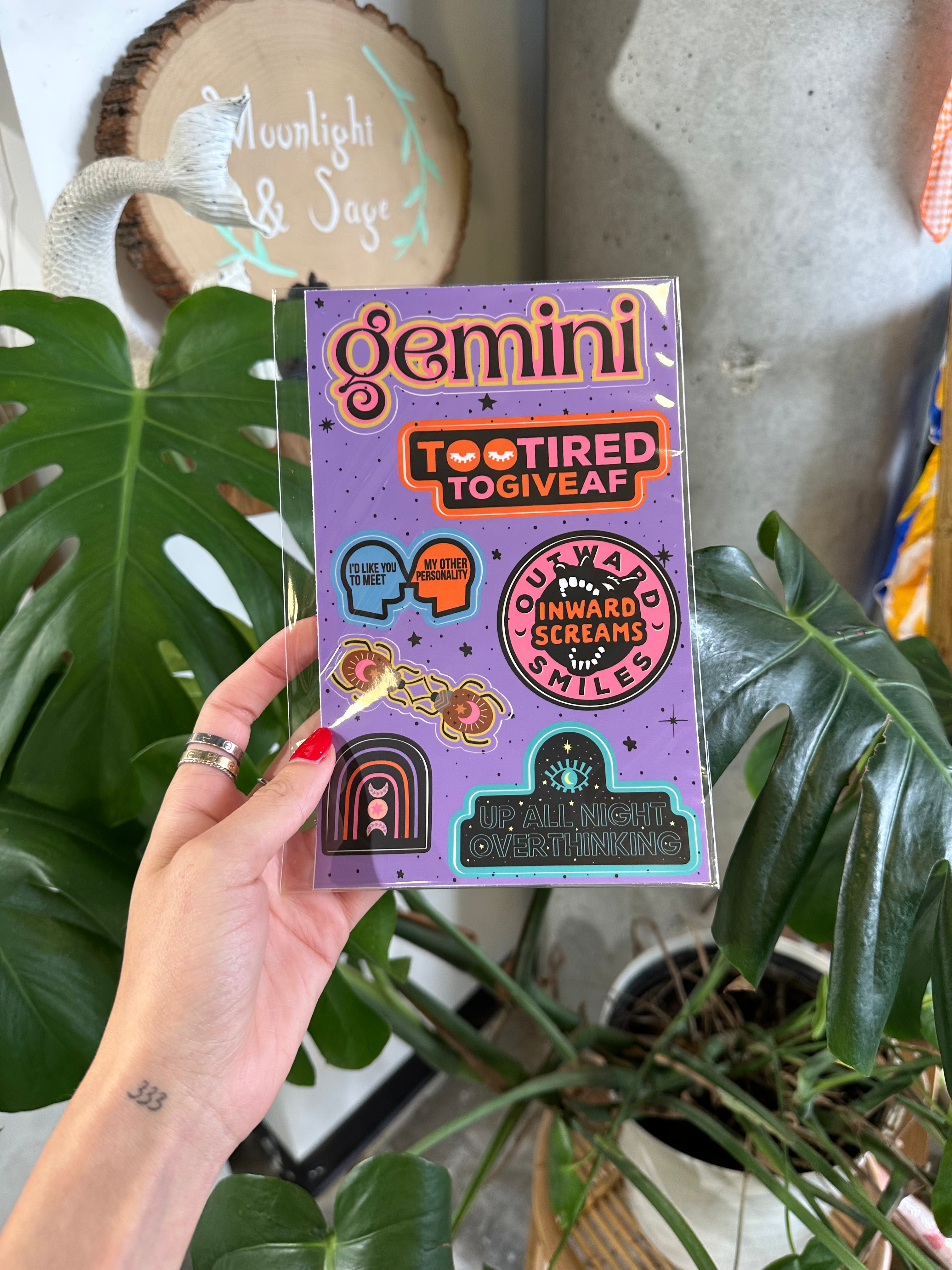Gemini Sticker Sheet Pack – Moonlight And Sage Shop