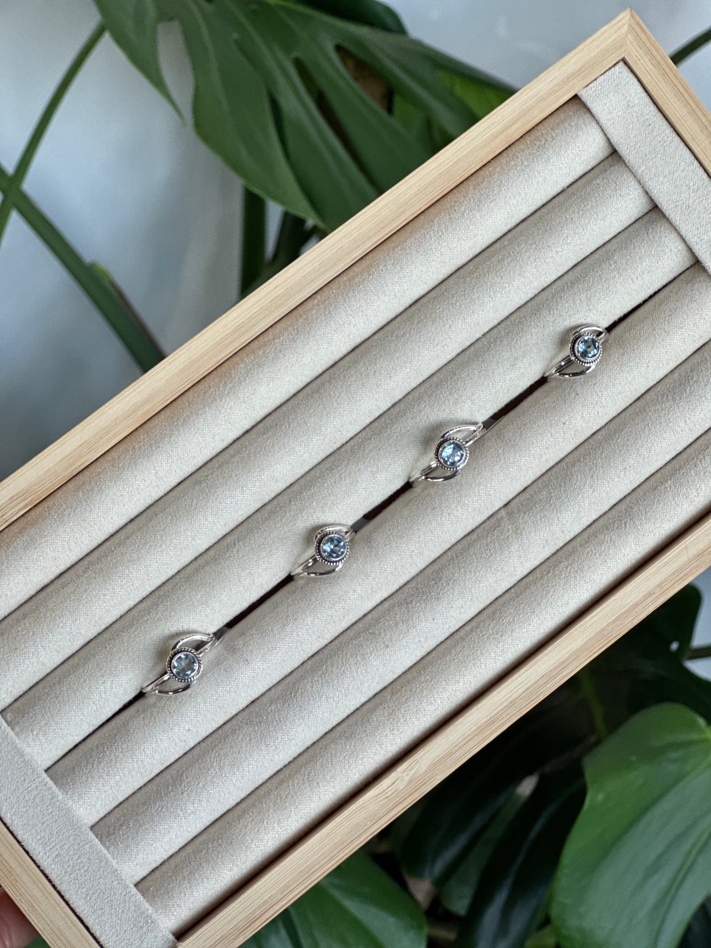 Blue Topaz Silver and Platinum Ring From Brazil – Moonlight And Sage Shop