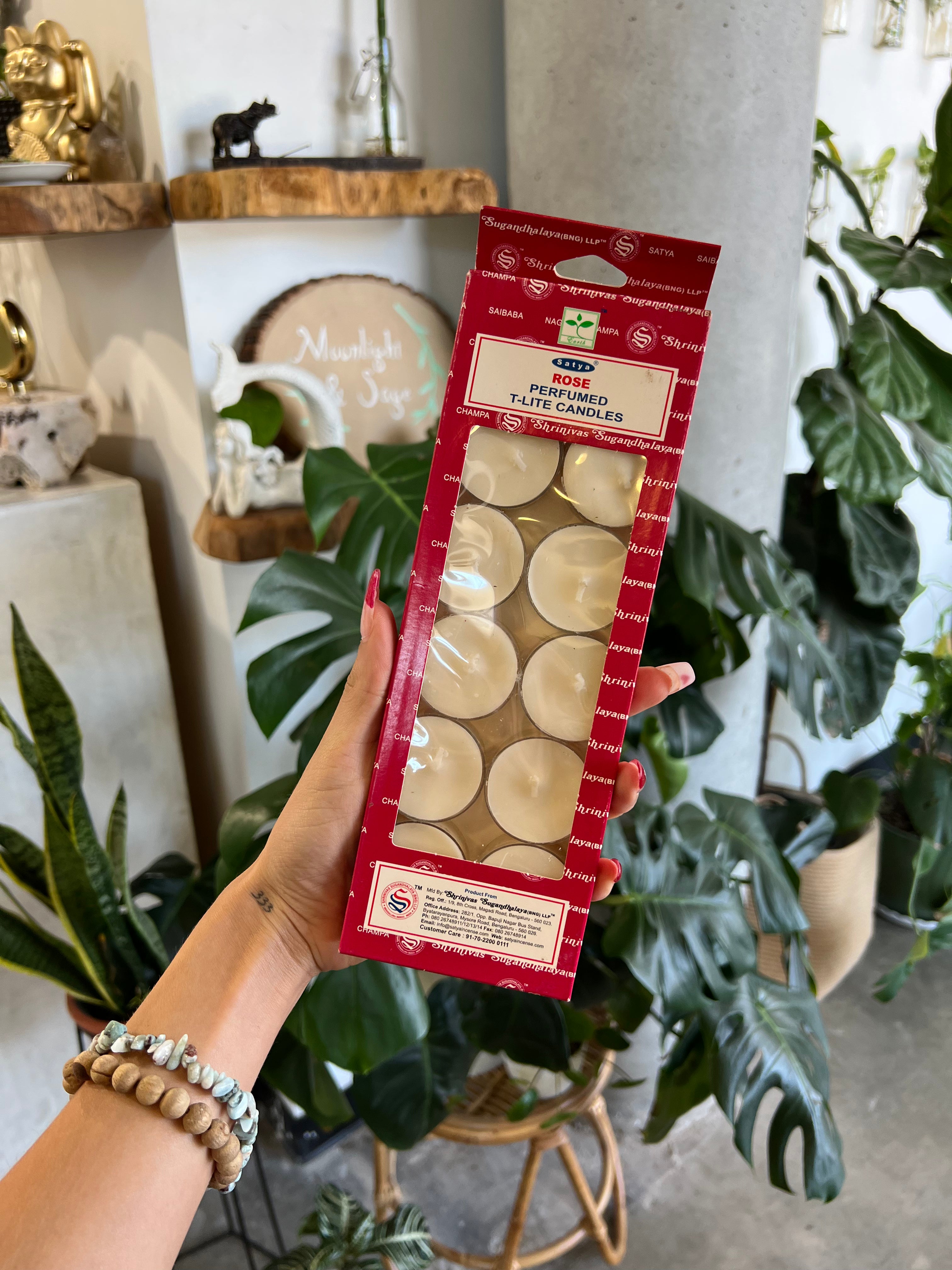 Rose Perfumed Tea Light Candles Satya – Moonlight And Sage Shop