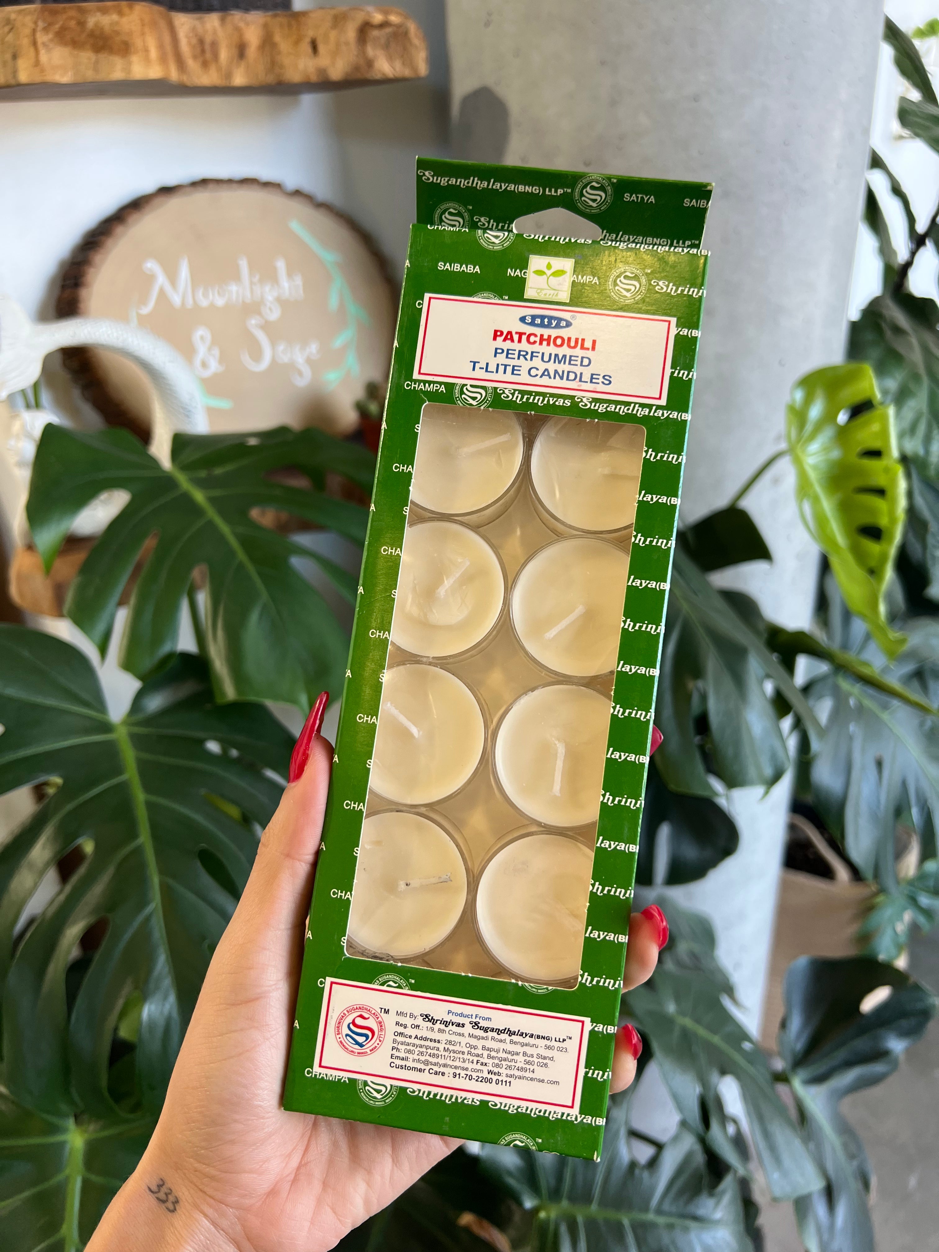 Patchouli Perfumed Tea Light Candles Satya - (LOW IN STOCK) – Moonlight ...
